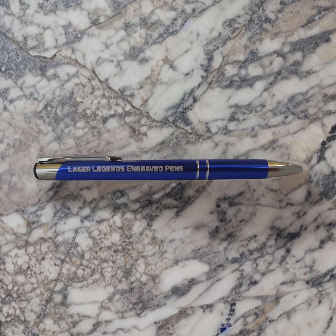Custom Engraved Metal Pen Blue Laser Legends NT Engraving