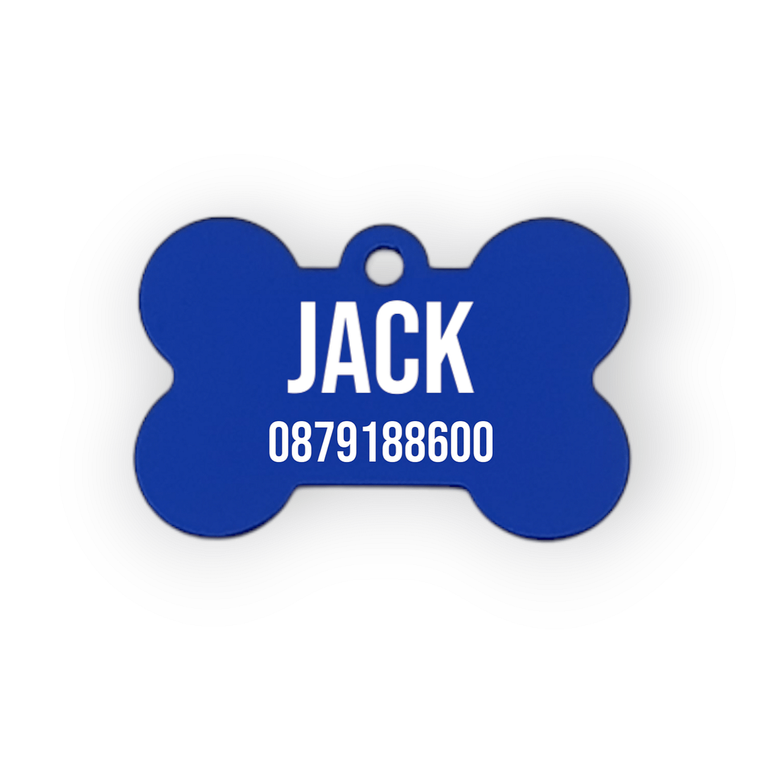 Custom Engraved Bone Shape Dog Tag Blue Laser Legends Engraving Darwin