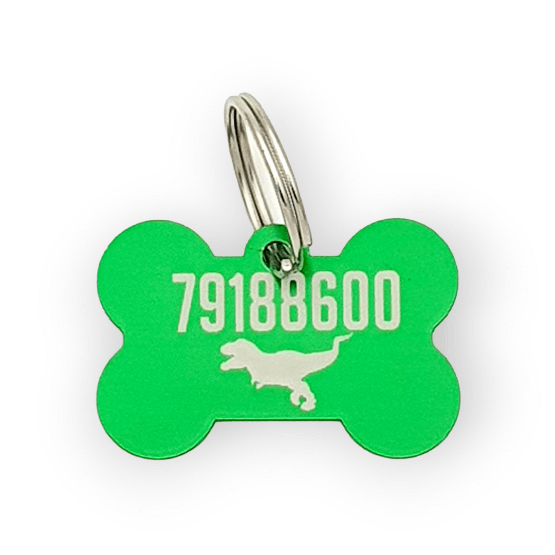 Custom Engraved Bone Shape Dog Tag Green Laser Legends Engraving Darwin