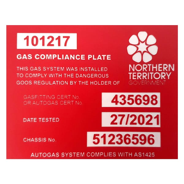 Compliance Plates Heavy Duty Engraving in Darwin NT UV proof